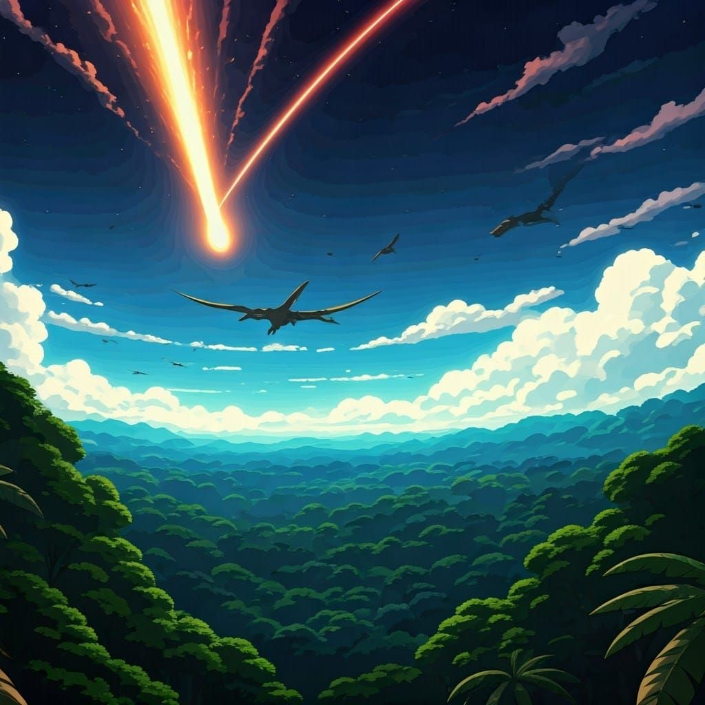 Ancient Flying Reptiles Soar Amidst Prehistoric Co... - AI Art