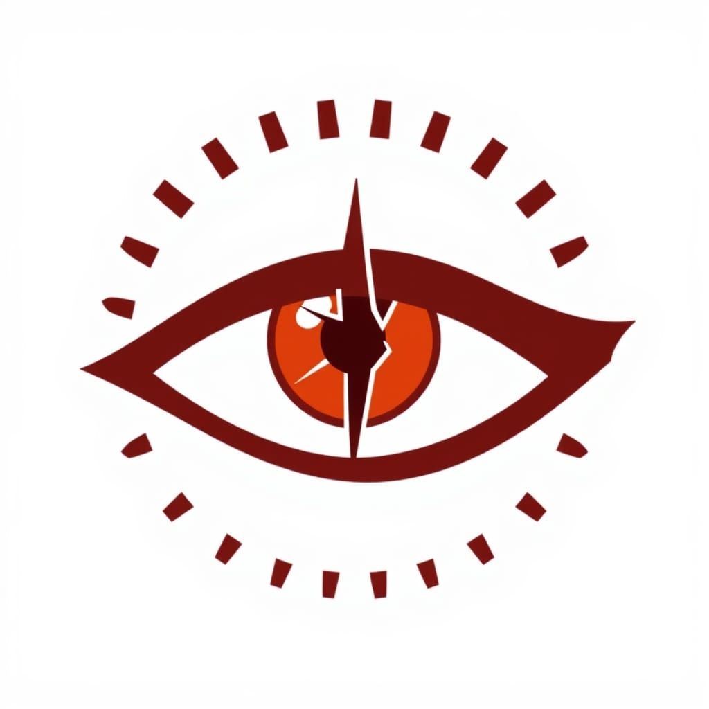 Simplified Eye Icon in Babylonian Red - AI Art