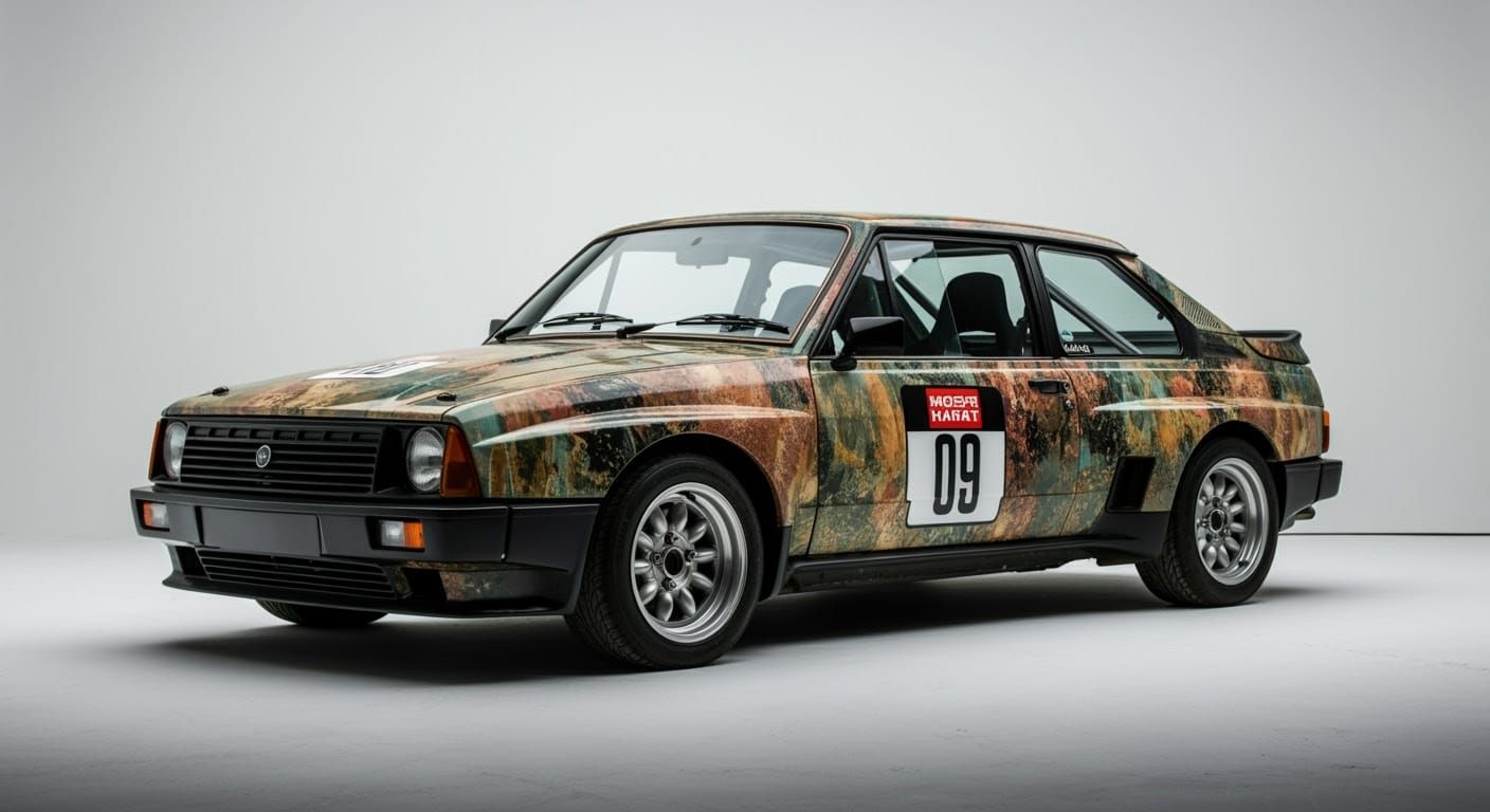 Sleek British Track Car in Earthy Tones, Shot in S... - AI Art