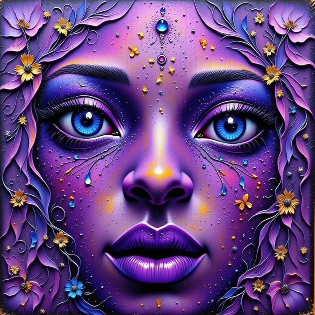 Surreal Impasto Landscape in Vibrant Purple Hues - AI Art