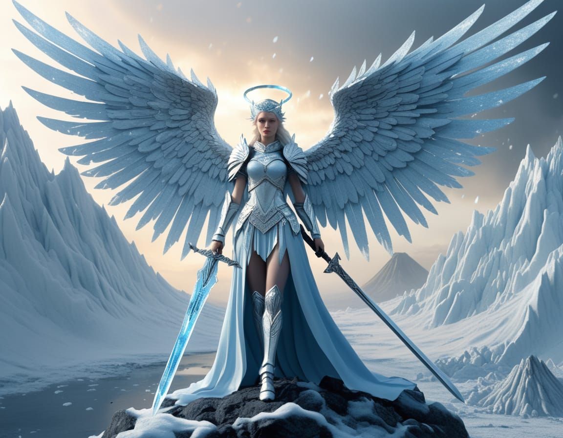 create a young female frost angel - Frost Angel Contemplate...