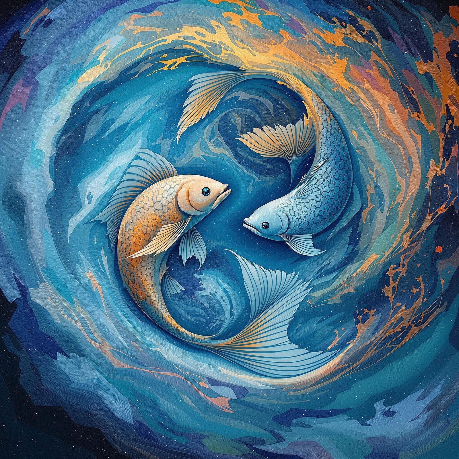 Pisces Pisces Pisces - Majestic Pisces Symbol in Cosmic Ocea...