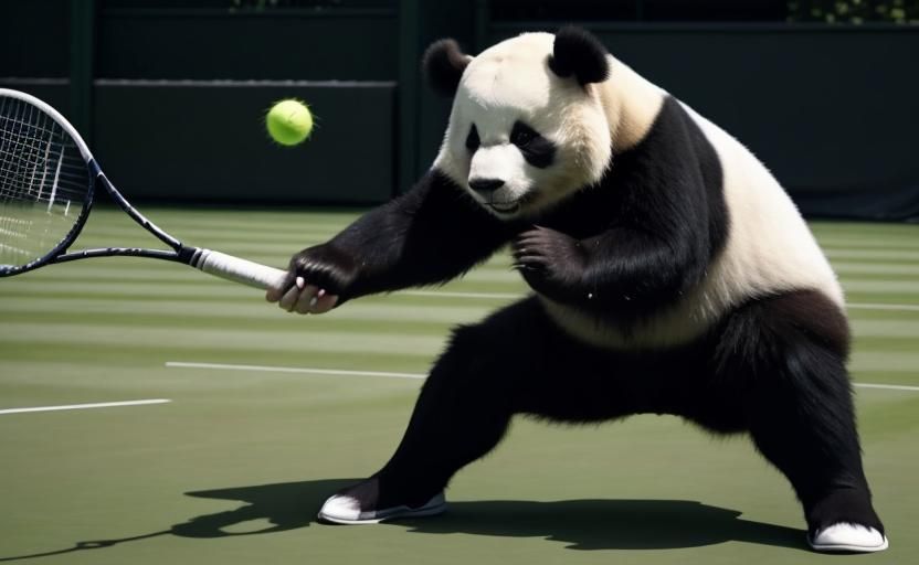 Panda Playing Tennis, Wimbledon - AI Generated Artwork - NightCafe Creator