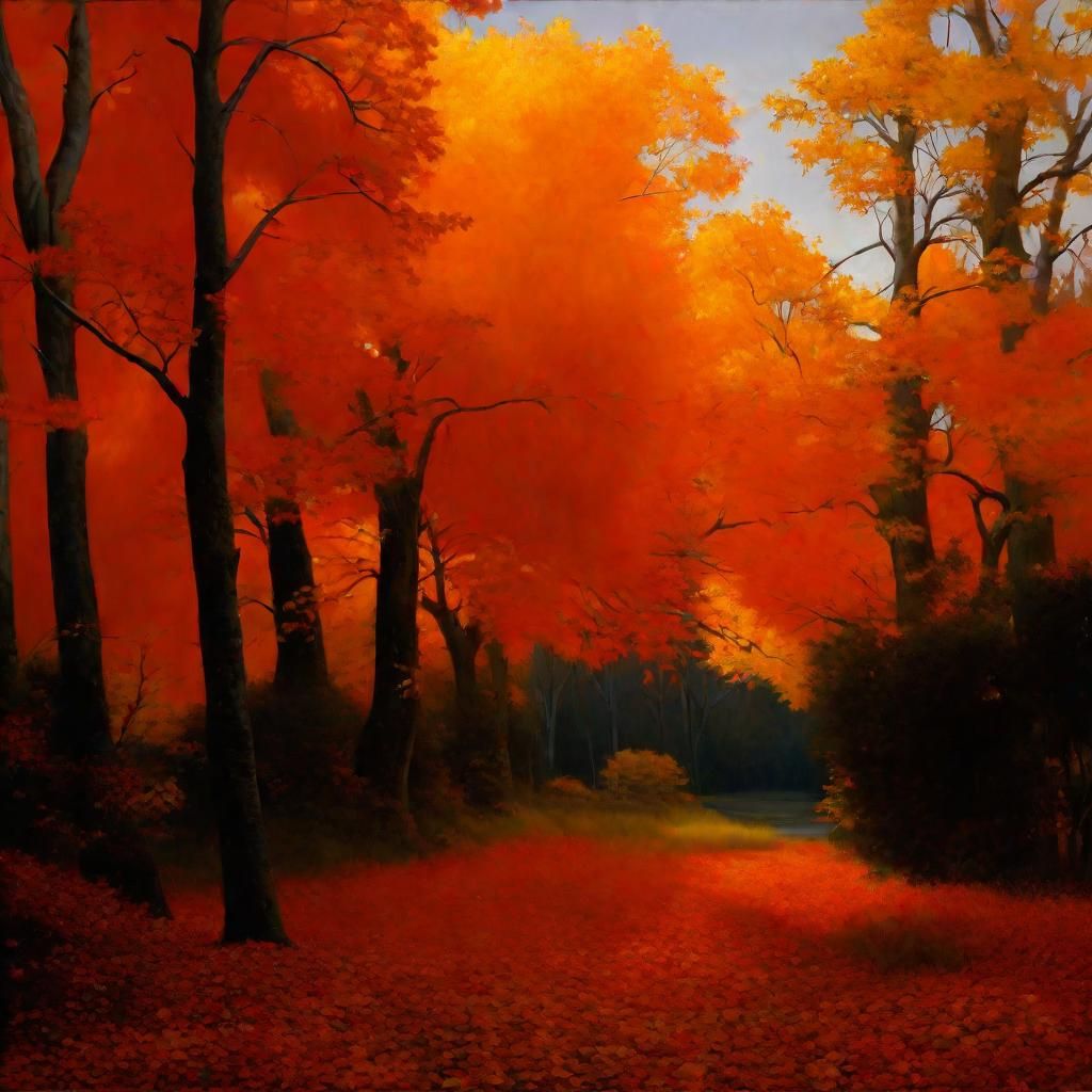 high detail, fall trees, fall leaves, surrealism, high detailed, 8k ...