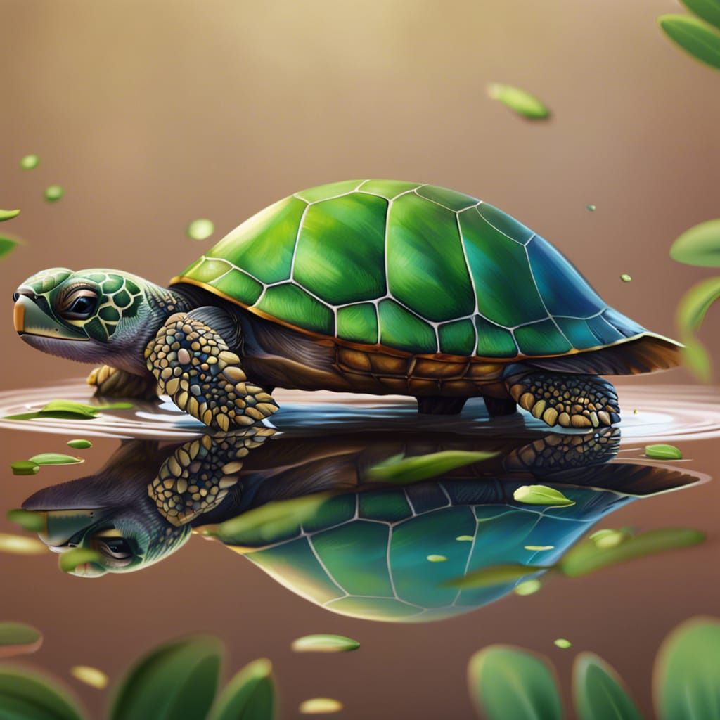 Turtle portrait - water reflection - AI Generated Artwork - NightCafe ...