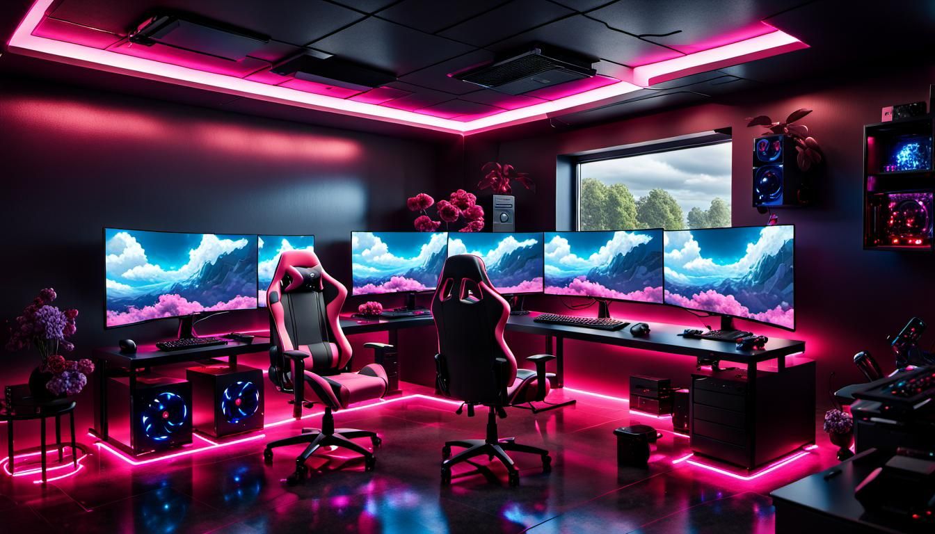 50k Gaming Room Setup - AI Generated Artwork - NightCafe Creator