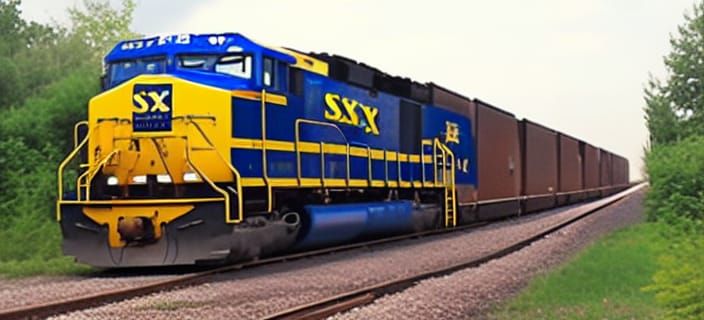 CSX train in industrial area - AI Generated Artwork - NightCafe Creator