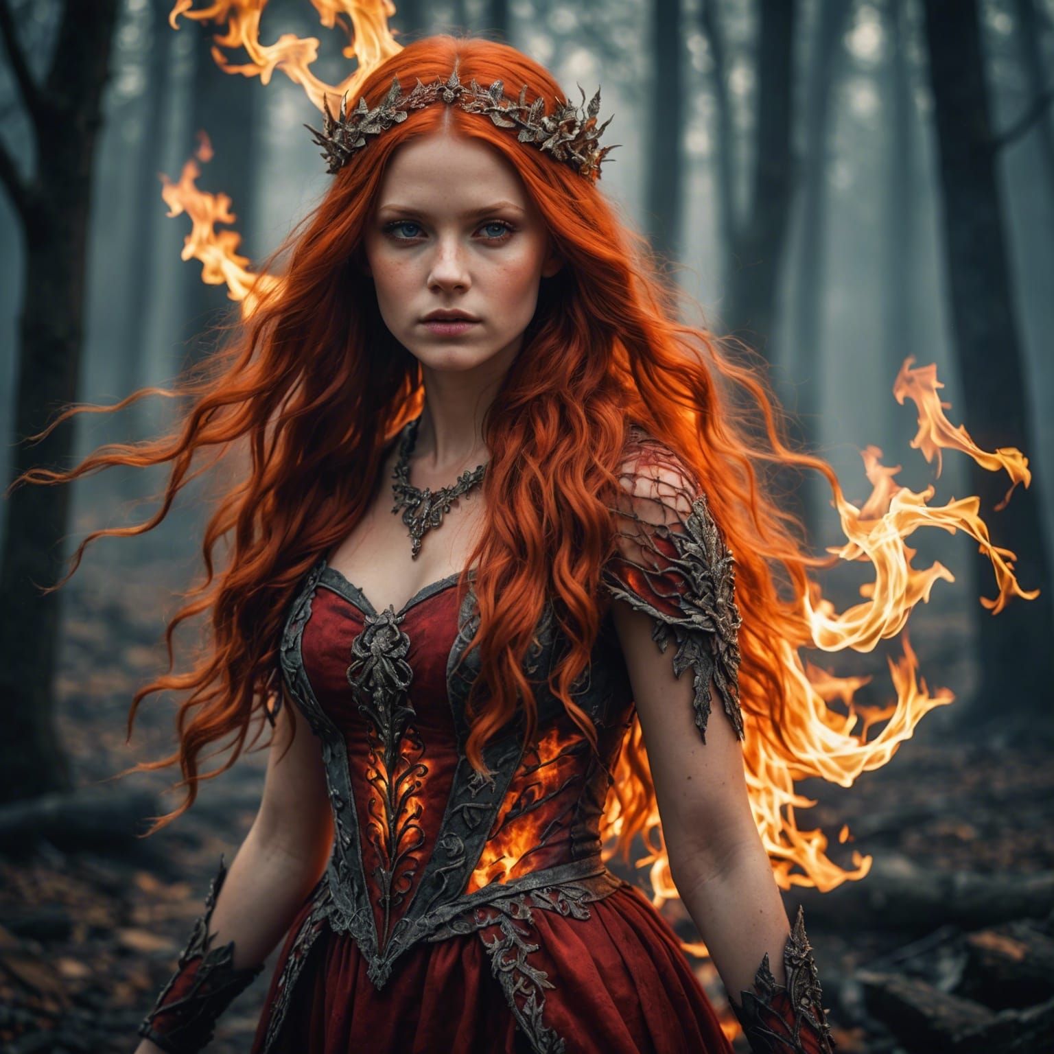 Fire fairy girl - AI Generated Artwork - NightCafe Creator