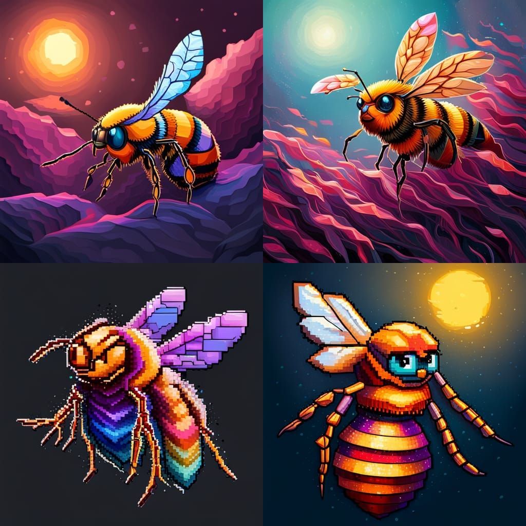 Pixel Arts of Bees - AI Generated Artwork - NightCafe Creator