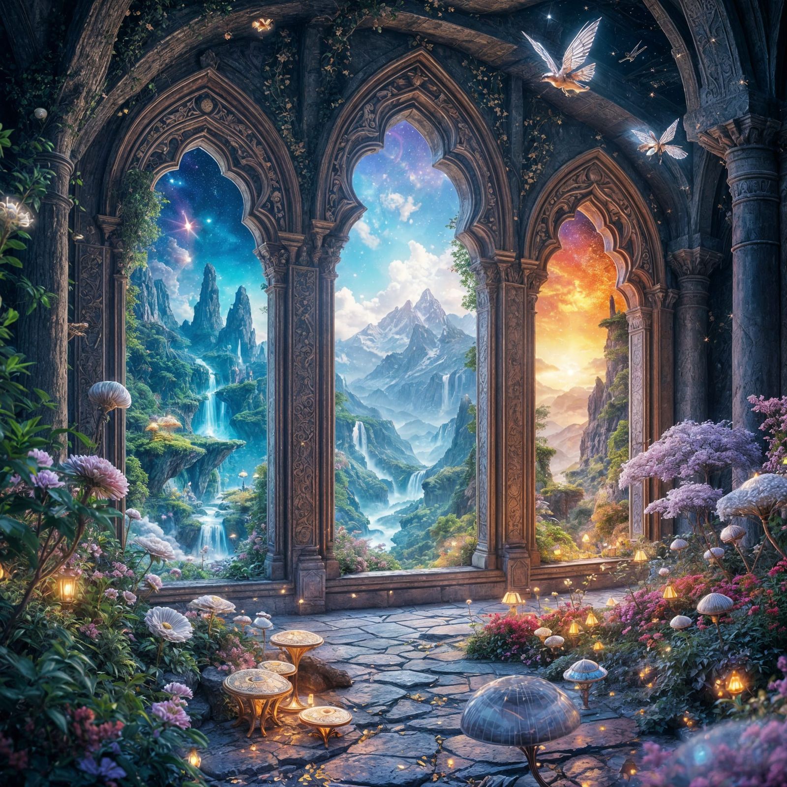 Ethereal Windows to Unreal Worlds in 8K 3D - AI Art