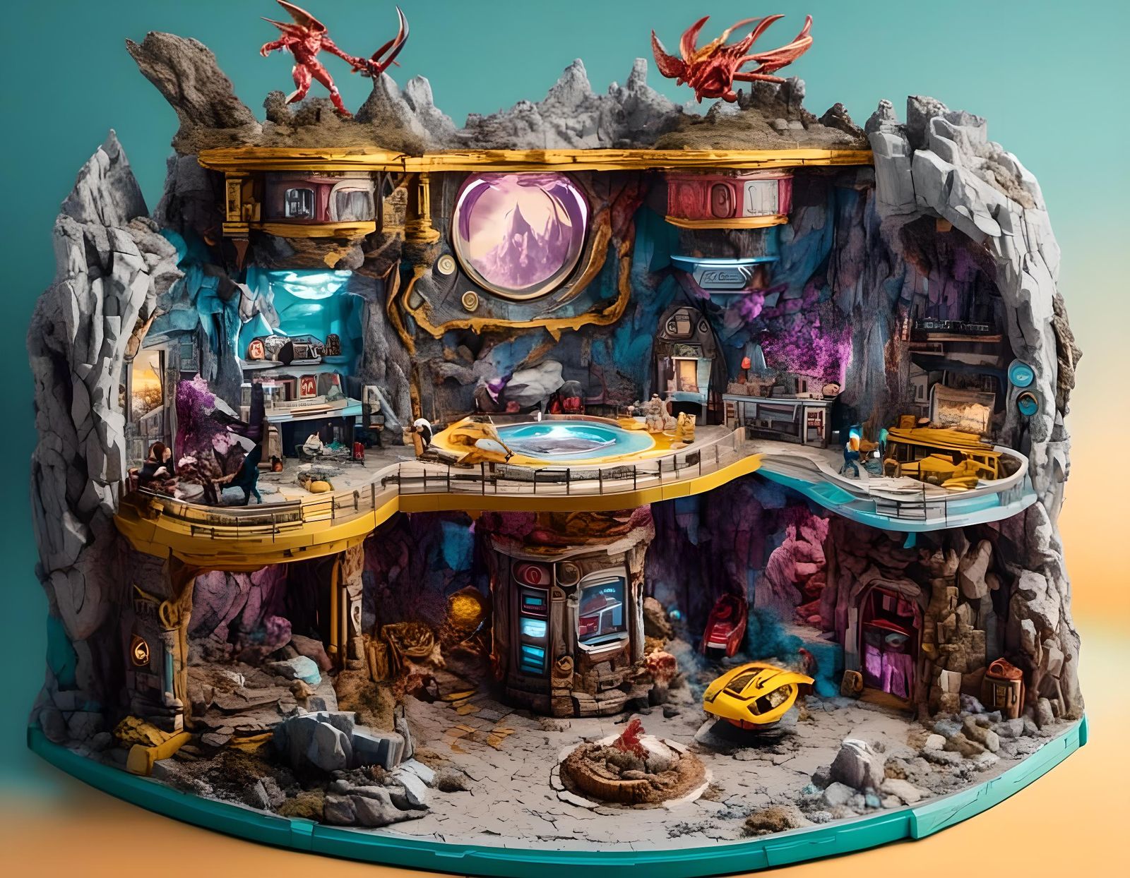 Isometric View of Power Rangers Command Center - AI Art