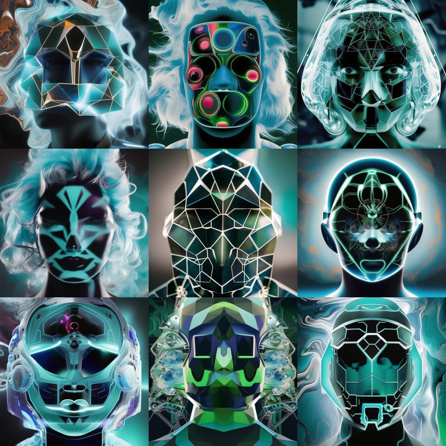 Illustration in futuristic techno crypto style. Face under cloak motion ...