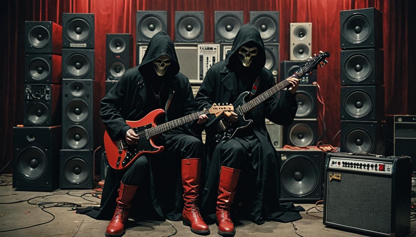 the Grim Reaper playing an electric guitar - AI Generated Artwork ...