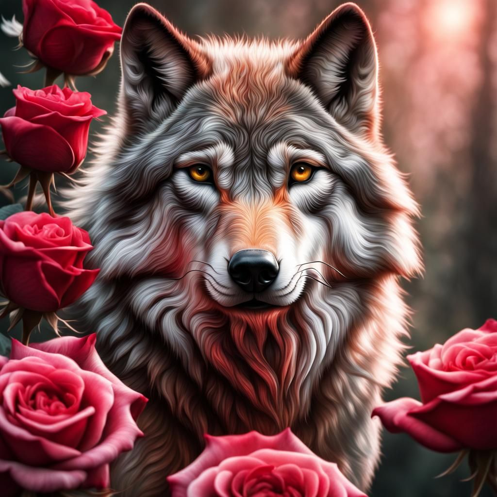 Wolves and Roses - AI Generated Artwork - NightCafe Creator