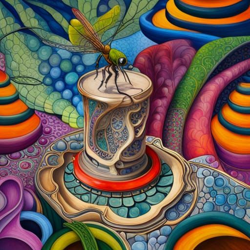 Psychedelic dragonfly - AI Generated Artwork - NightCafe Creator