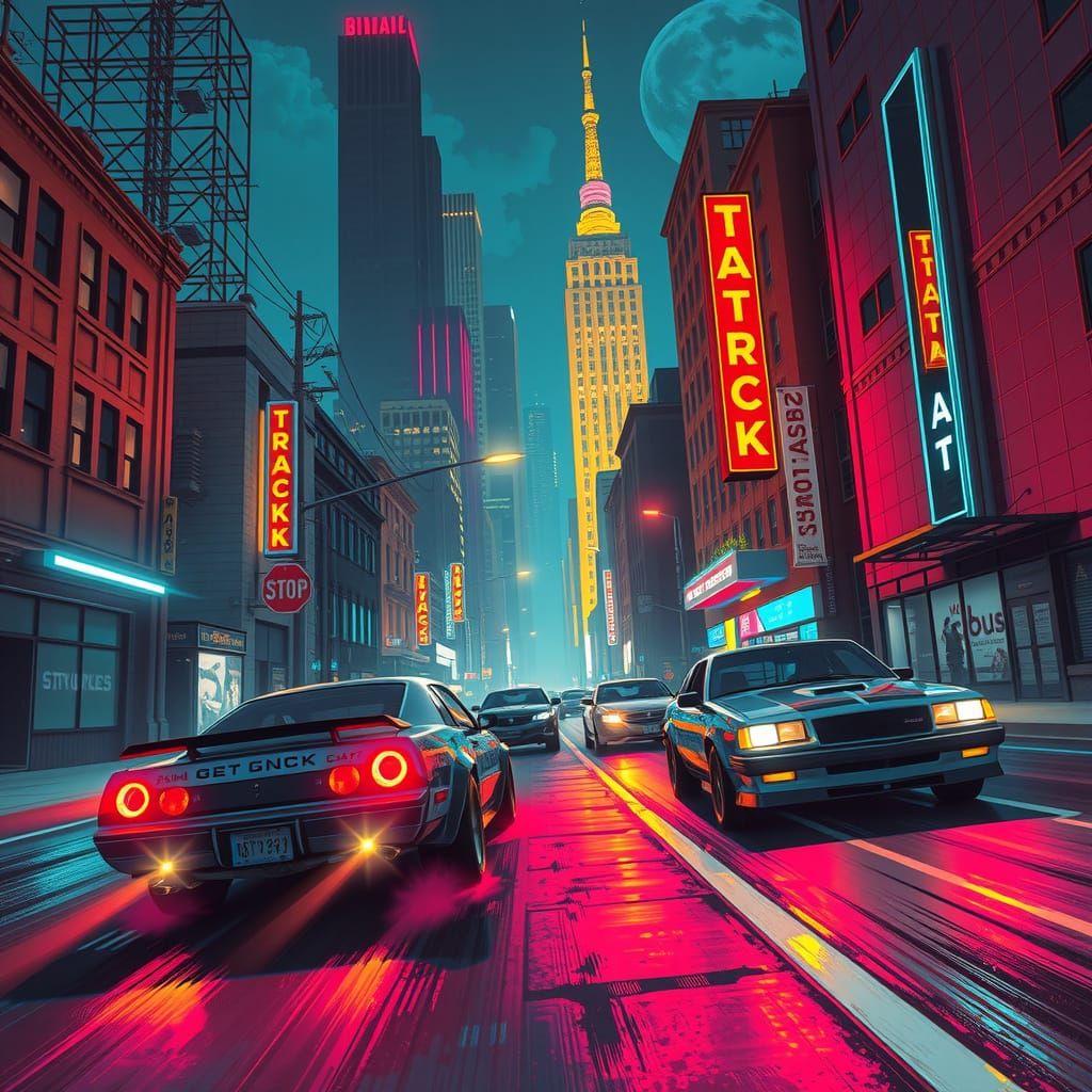 Wild Late Night Street Racers - Futuristic Night Street Race...