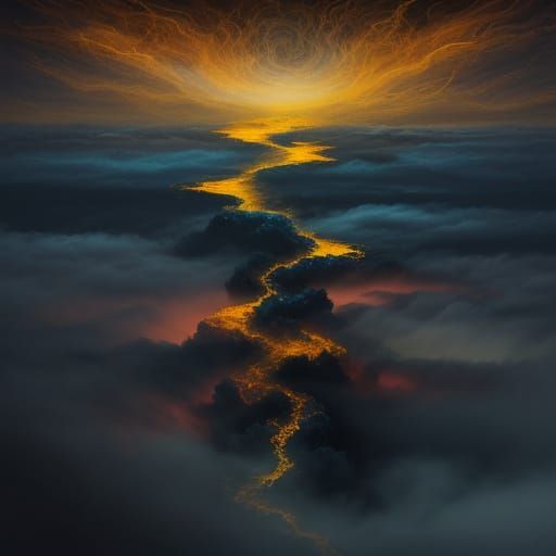 Ethereal Vortex: Rabbit and Archangel in a Swirlin... - AI Art