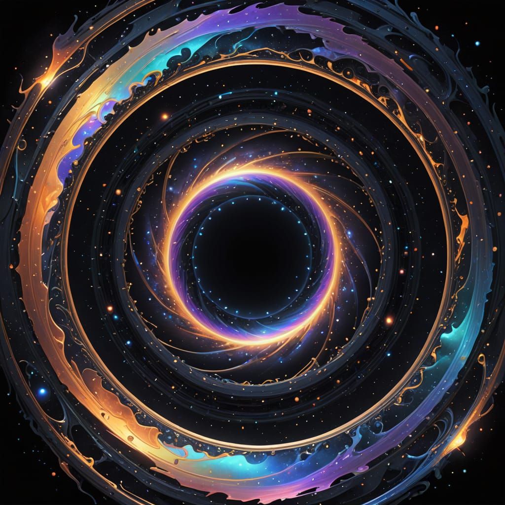 Cosmic Asymmetrical Frame with Swirling Vortex - AI Art