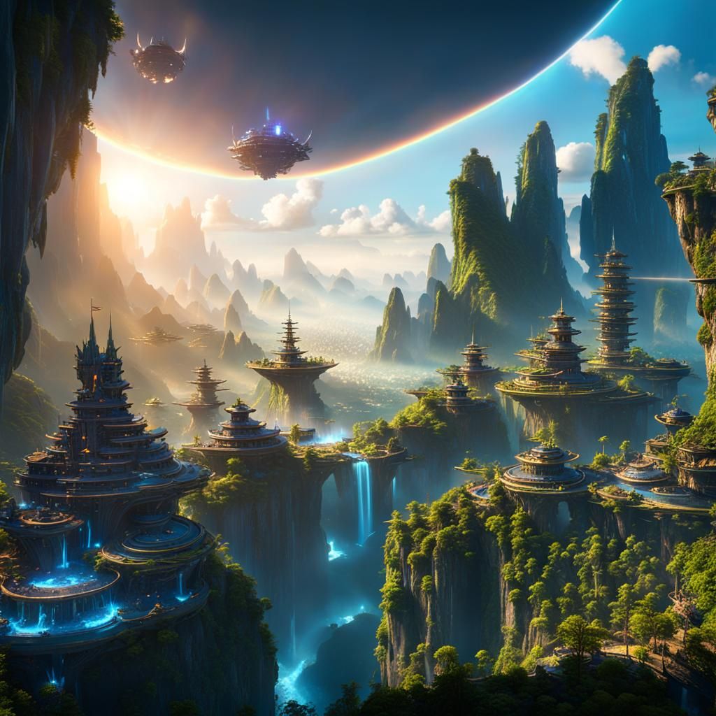 Futuristic Pandora n the sky landscape - AI Generated Artwork ...