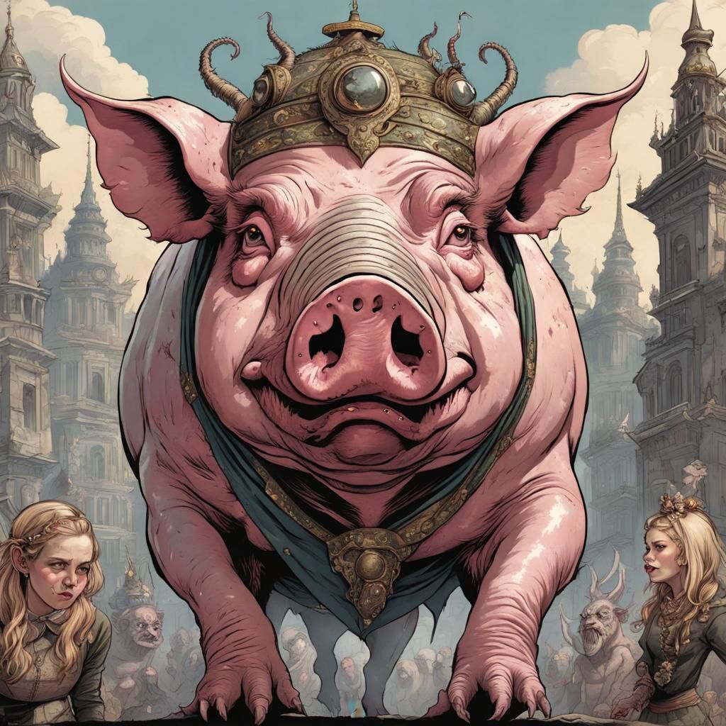 giant pig demonstrated in the city - AI Generated Artwork - NightCafe ...