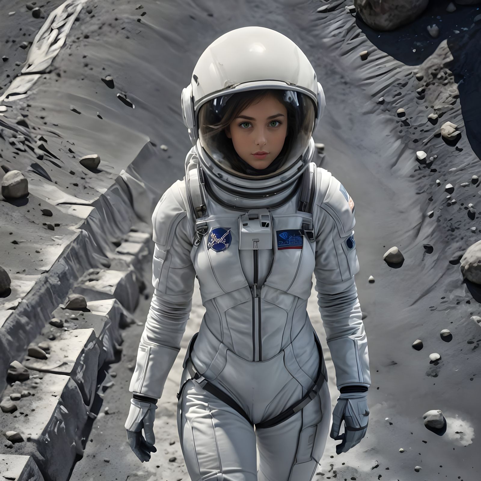 Lt Stephanie Rodgers on the surface of the an alien planet