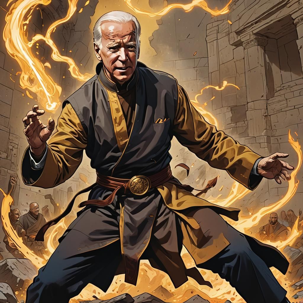Joe Biden DND character monk - Joe Biden as a Vibrant Fantas...