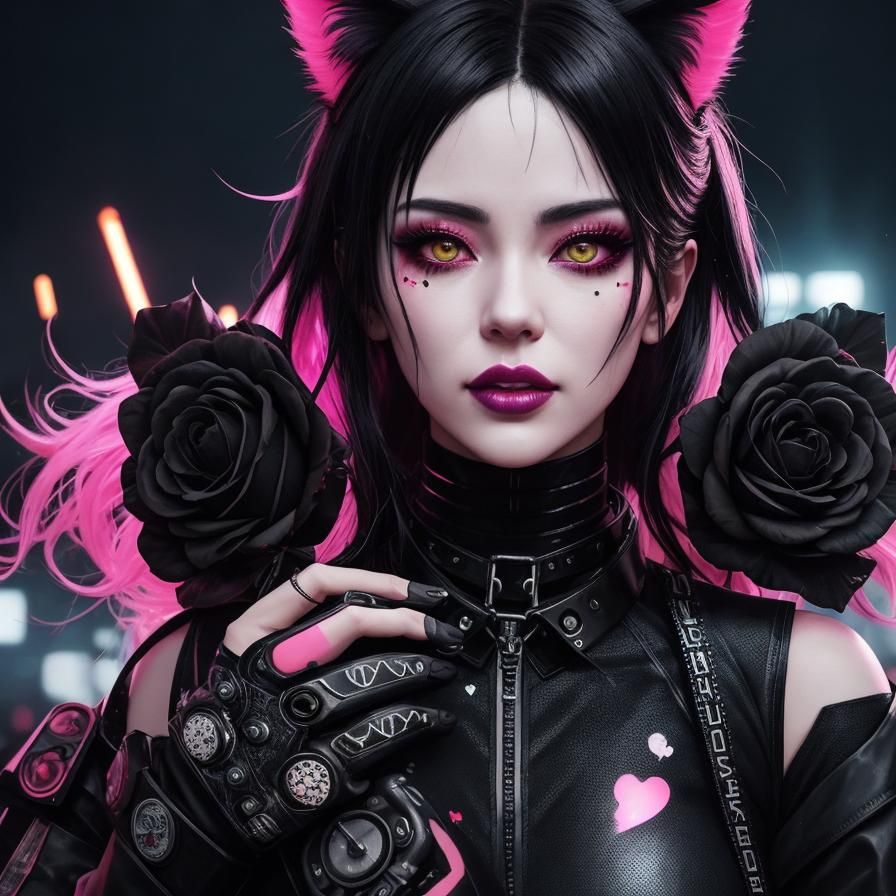 Goth Cyber Kitty - AI Generated Artwork - NightCafe Creator