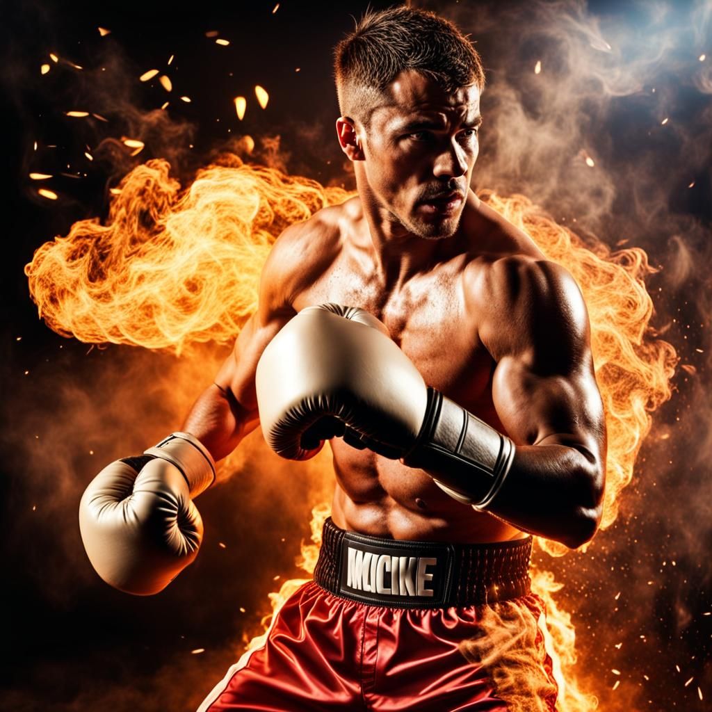 Boxing in fire - AI Generated Artwork - NightCafe Creator