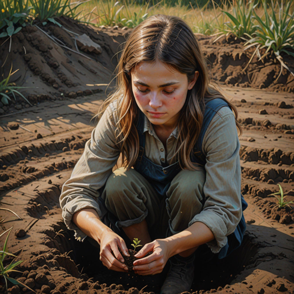 girl planting a seed in the ground