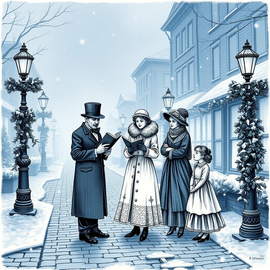 Victorian Christmas Carols in a Foggy Winter Night... - AI Art