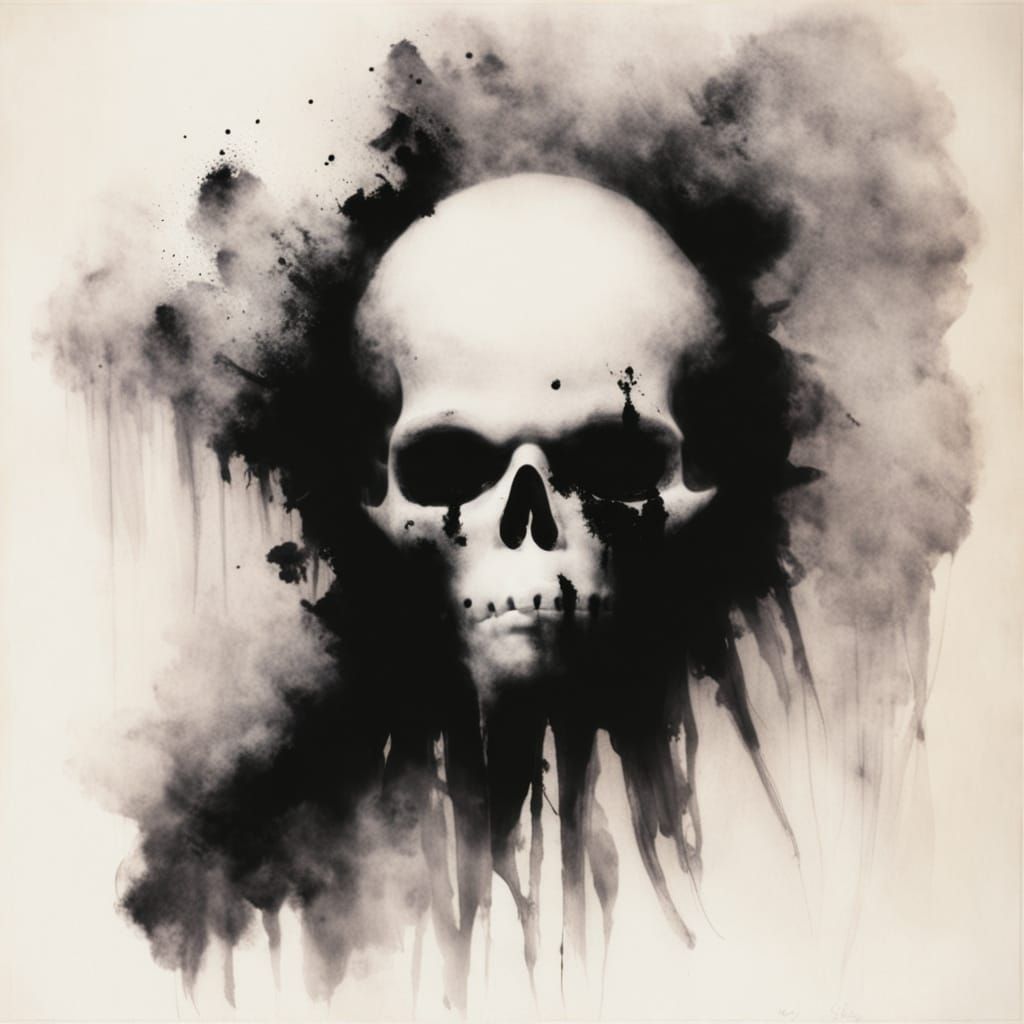 Surreal Ghost Emerges from Ink Blot in Distorted F... - AI Art