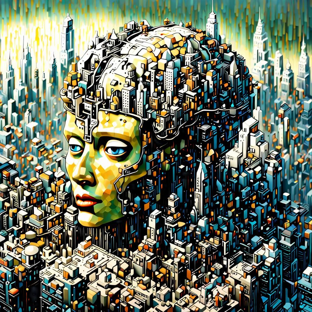 Cybernetic Mind Metropolis, Colossal head envisioned by Pranckevicius ...