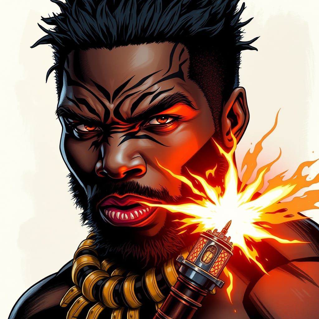 Erik Killmonger in Black Panther Comic Book Style - AI Art
