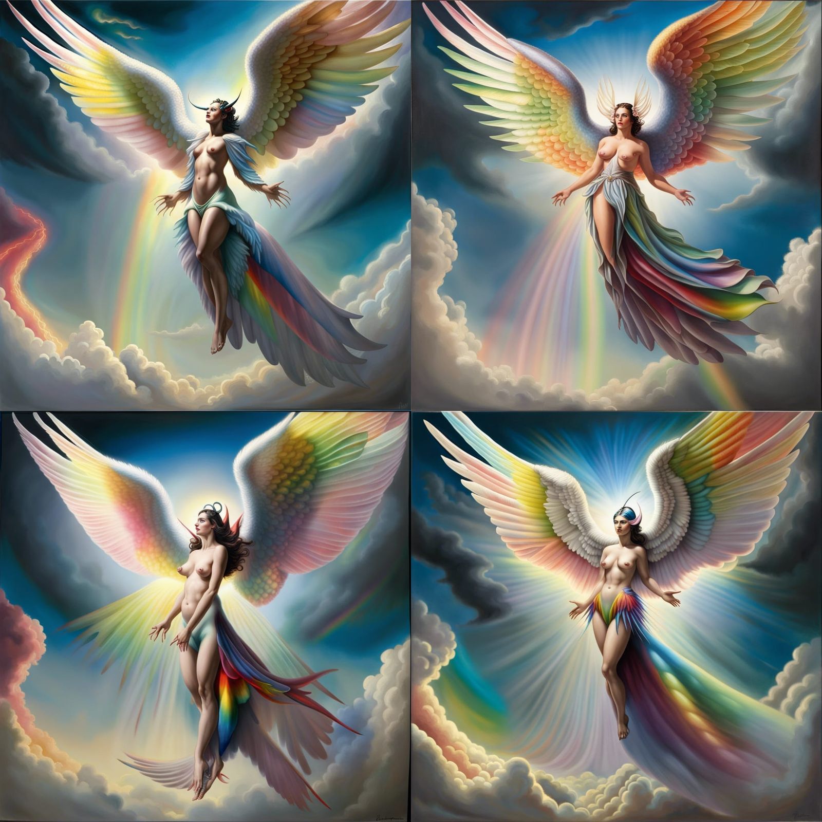 A beautiful female Lucifer large breasted with enormous rainbow wings ...