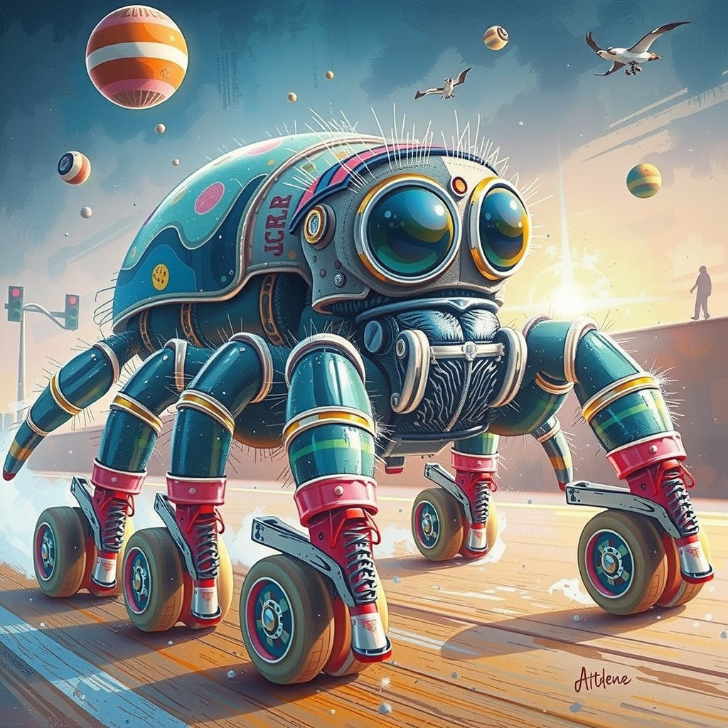 Roller Skating Jumping Spider - Roller Skating Spider in Vib...