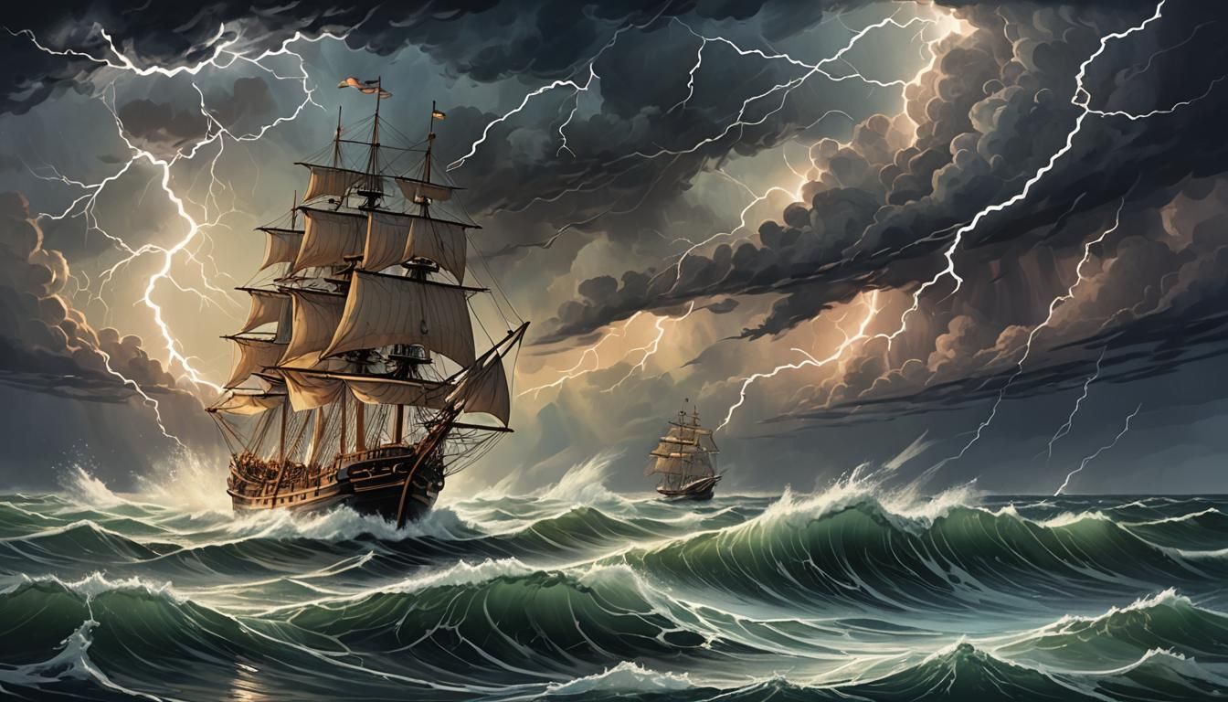 Sailing Through the Storm - AI Generated Artwork - NightCafe Creator
