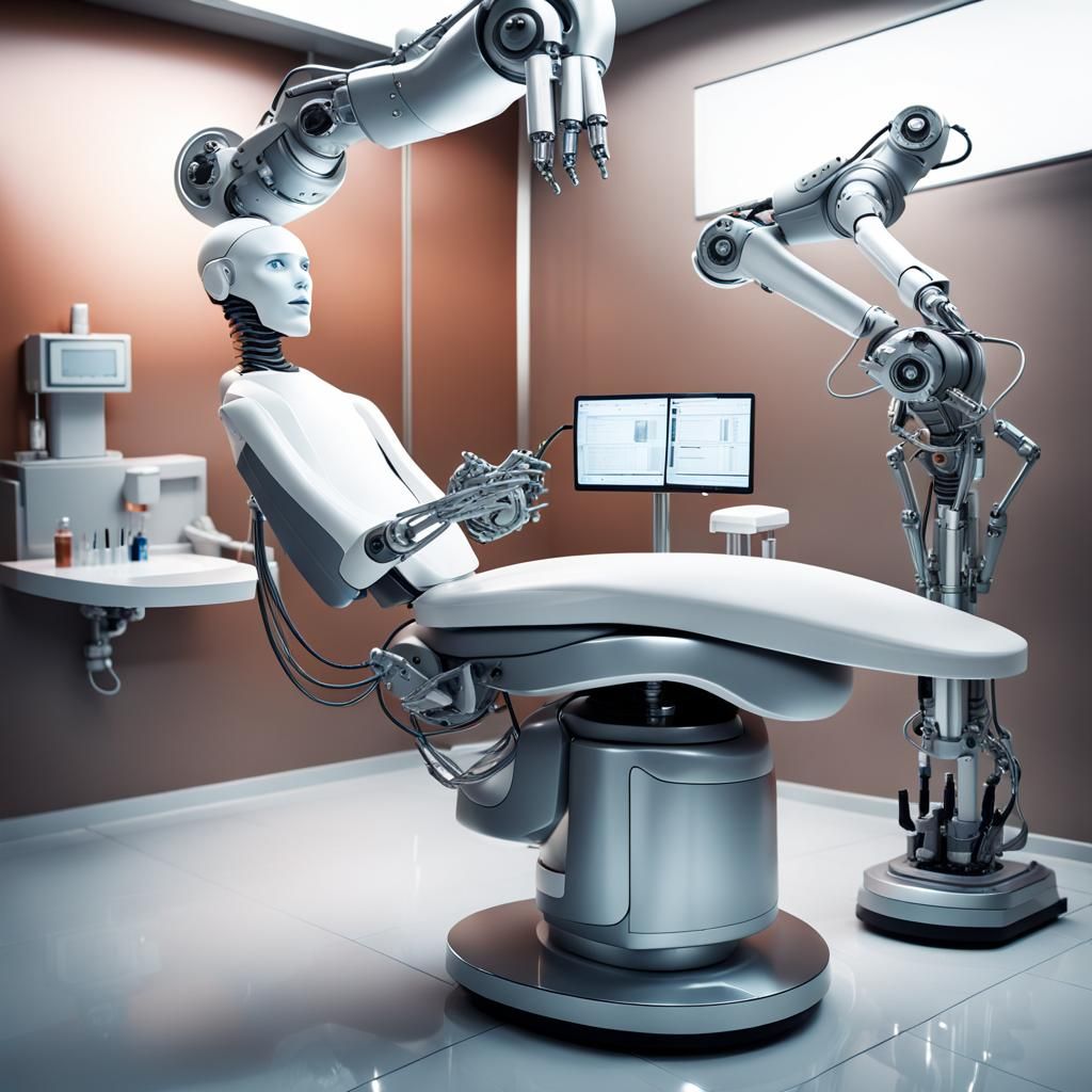 an advanced robotic dental implant surgeon in a modern dental clinic ...
