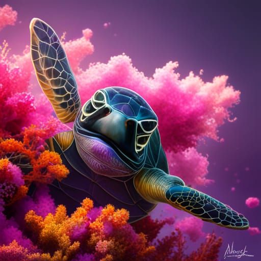 sea turtle coral reefs - AI Generated Artwork - NightCafe Creator