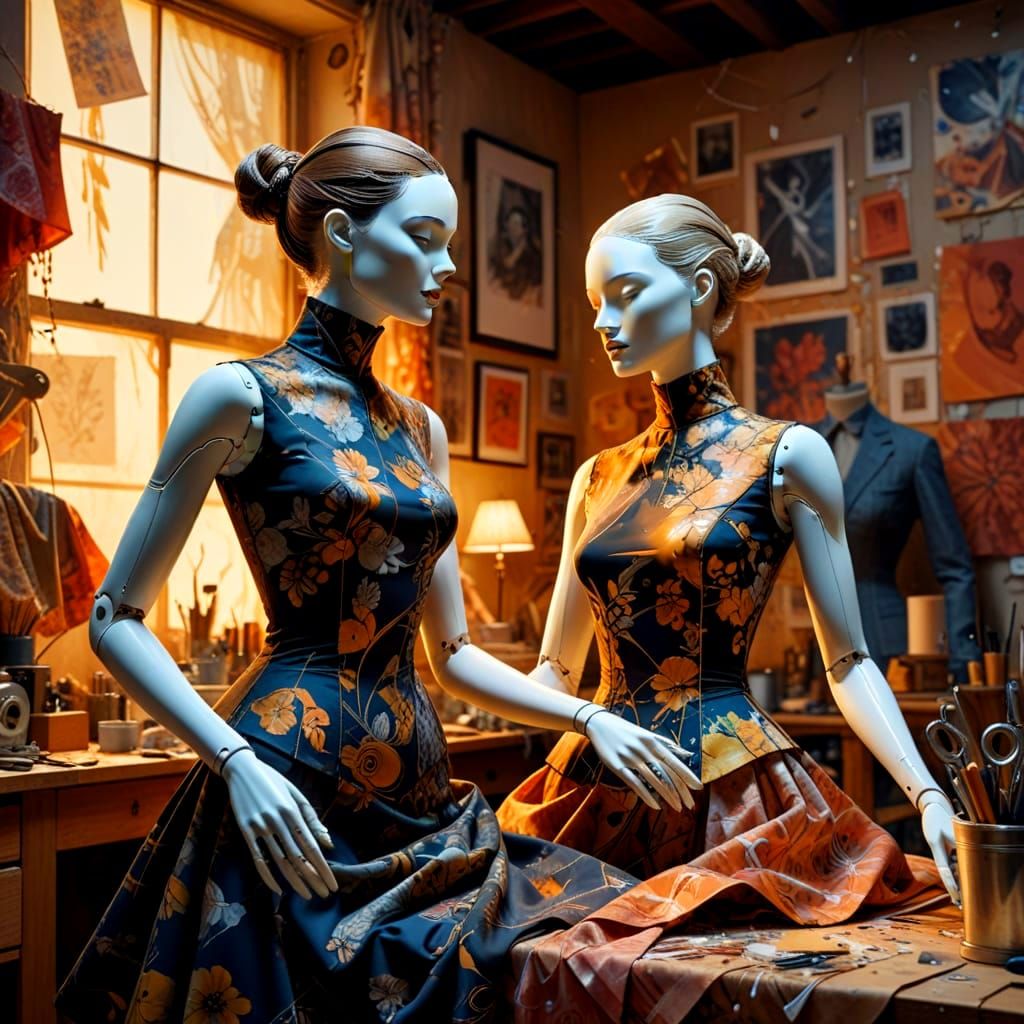 Mannequins - Whimsical Gingham Workshop Scene