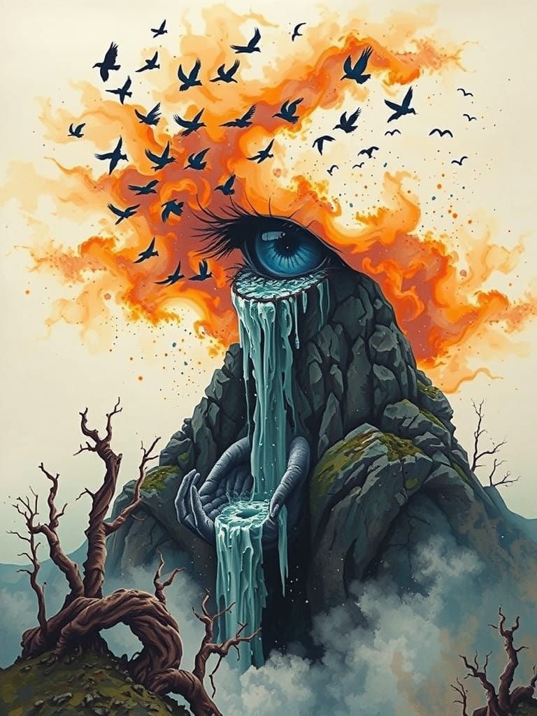 Withheld Grief - Surreal Grief Landscape in Vibrant, Melanch...