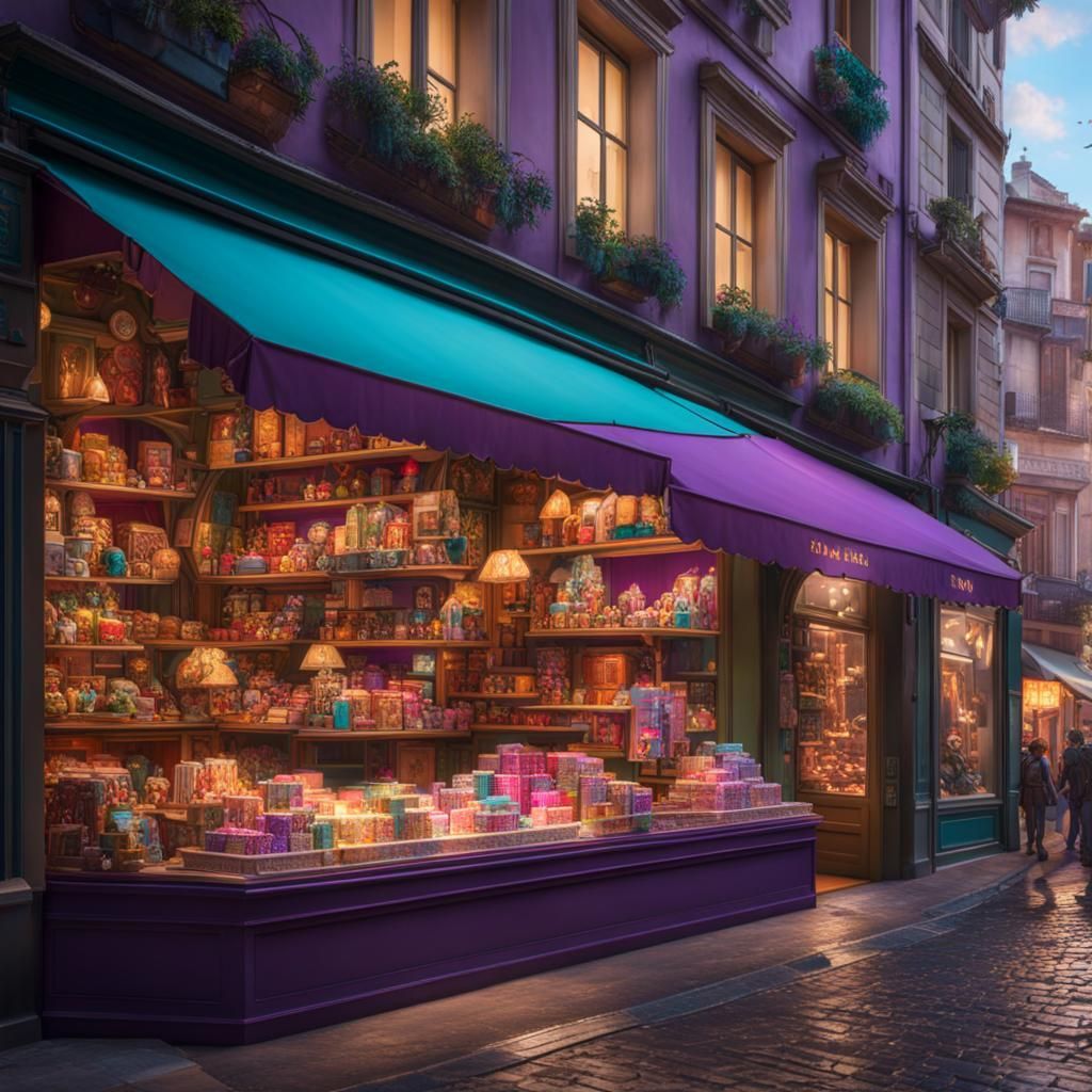 Toy Shop Window Displays in italia 8k resolution dynamic lighting ...