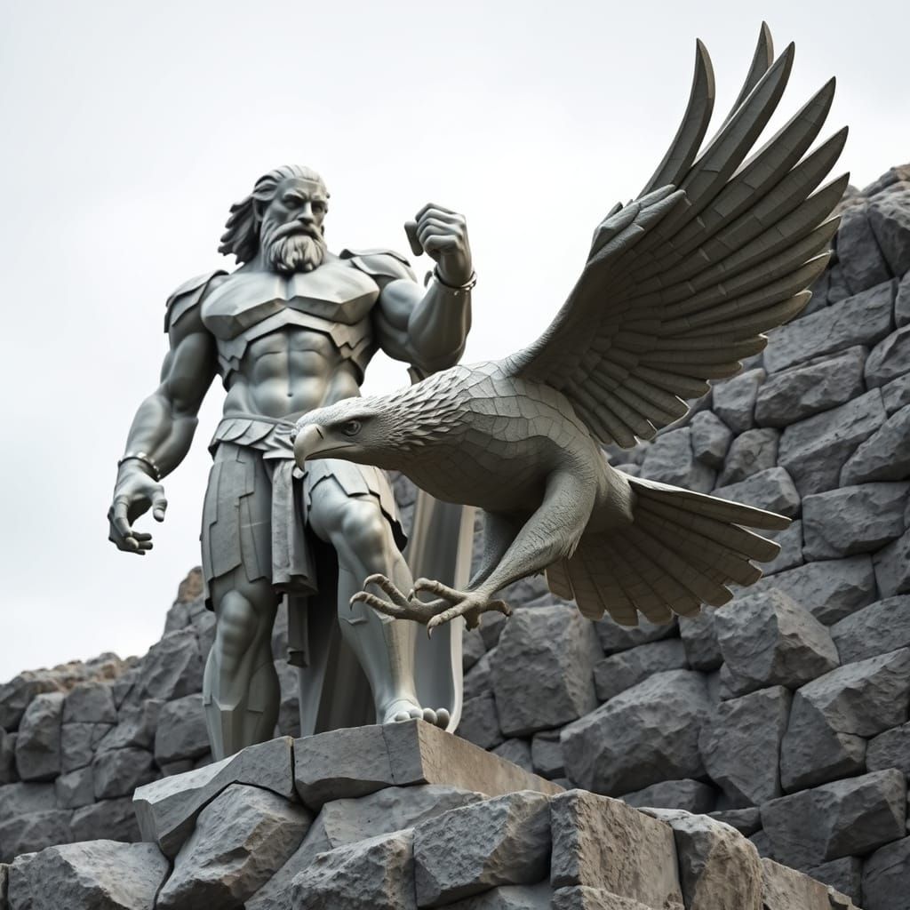 Prometheus - Majestic Brutalist Stone Statue of Prometheus ...