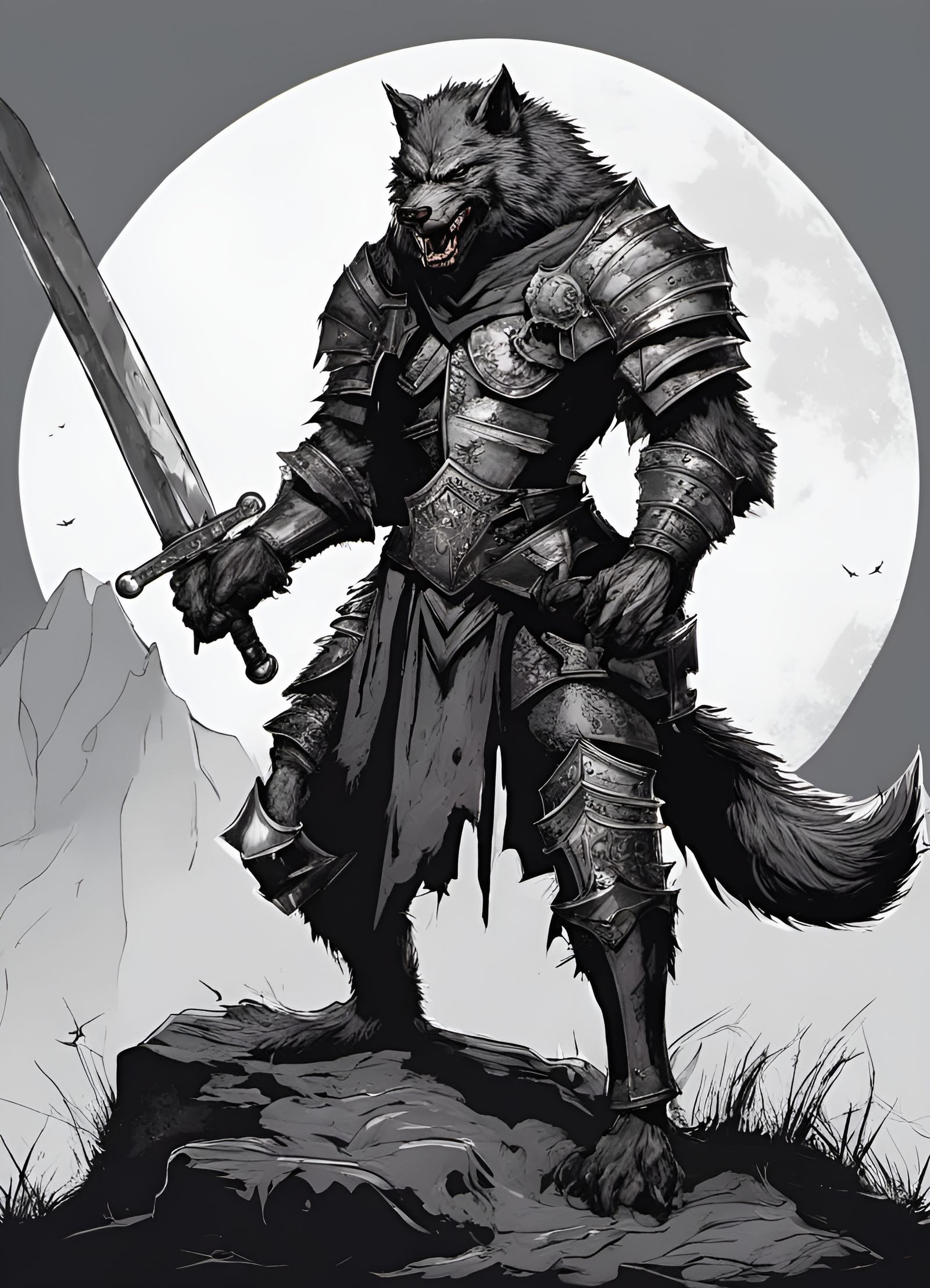 Werewolf knight holding sword - AI Generated Artwork - NightCafe Creator