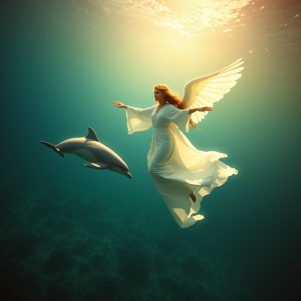 Angels dolphin ocean dream magic - Serene Angel Swims with D...