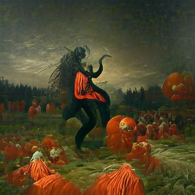 Demon dancing in a field of pumpkins - AI Generated Artwork - NightCafe ...