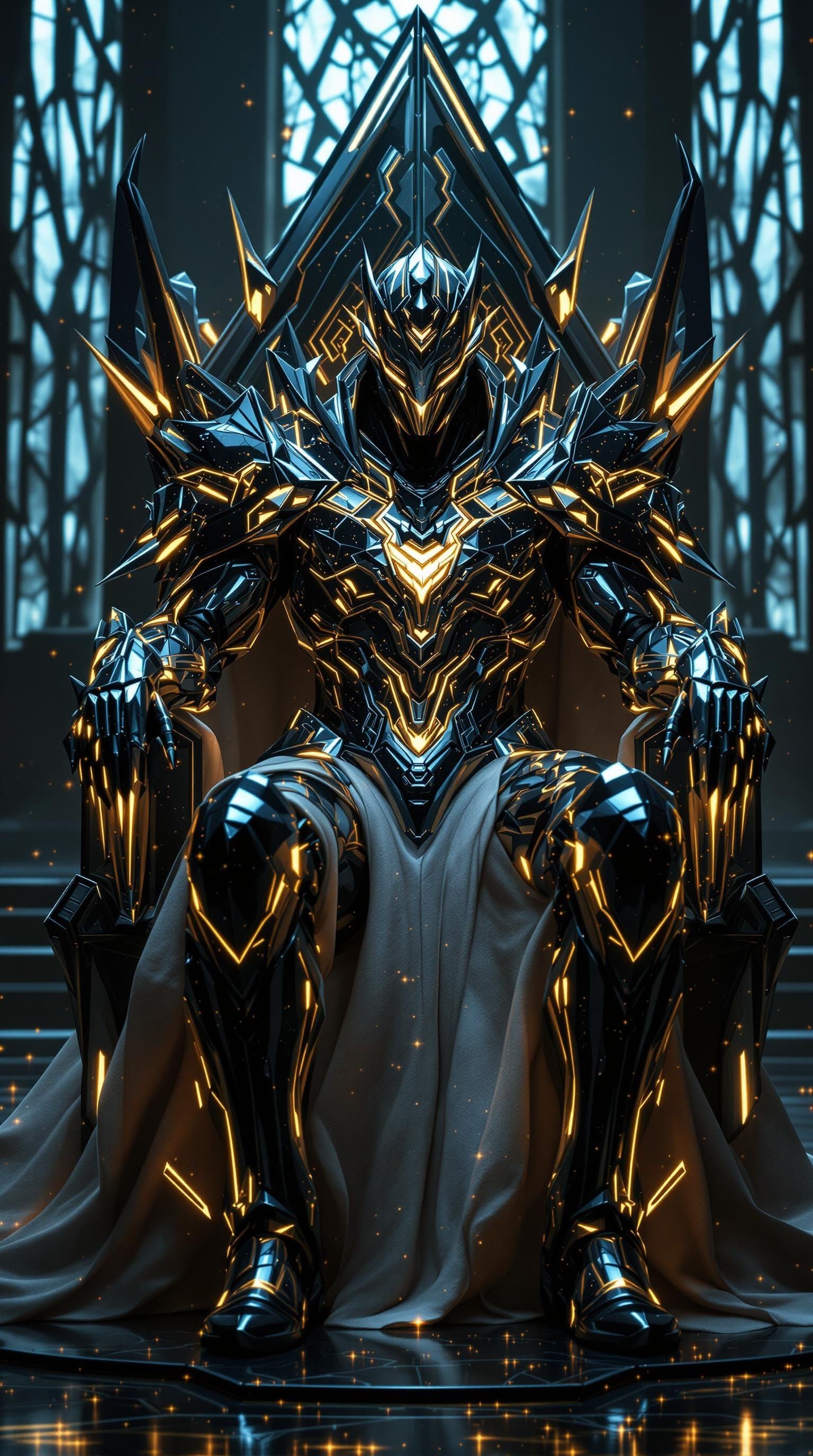 Cyberpunk God of the Cosmos Sitting on an Obsidian... - AI Art