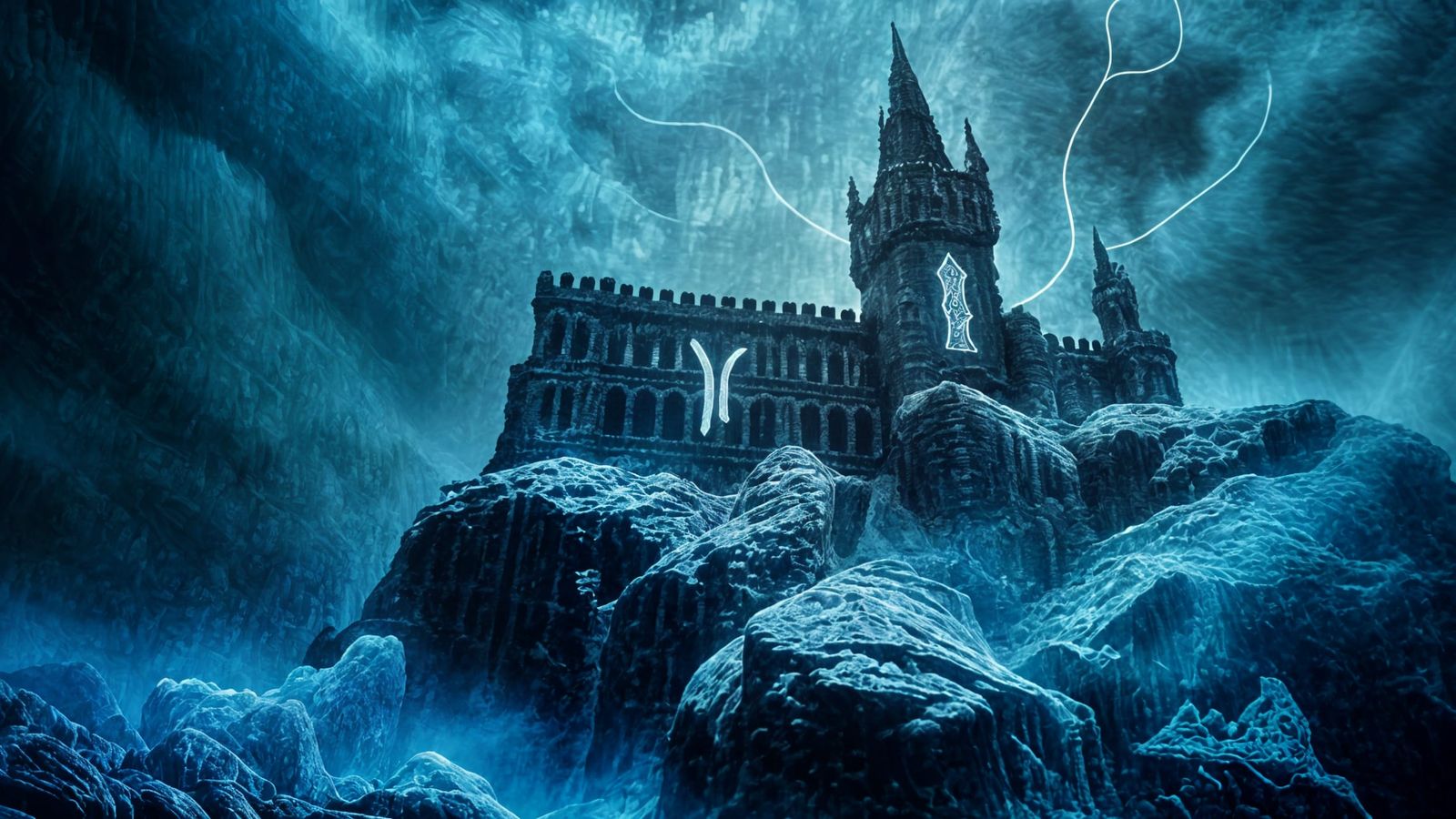 Ethereal Castle Amidst Lovecraftian Horror - AI Art