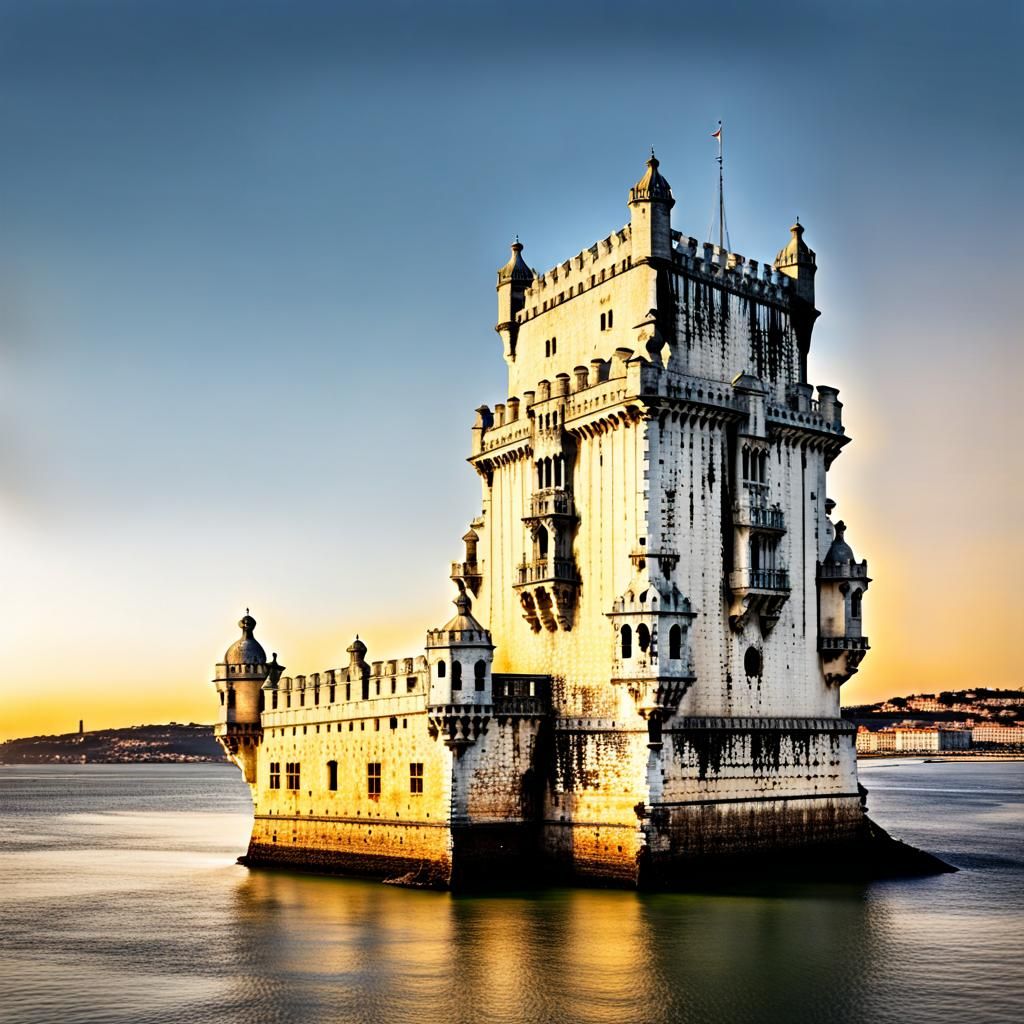 Belem tower in Lisbon - AI Generated Artwork - NightCafe Creator