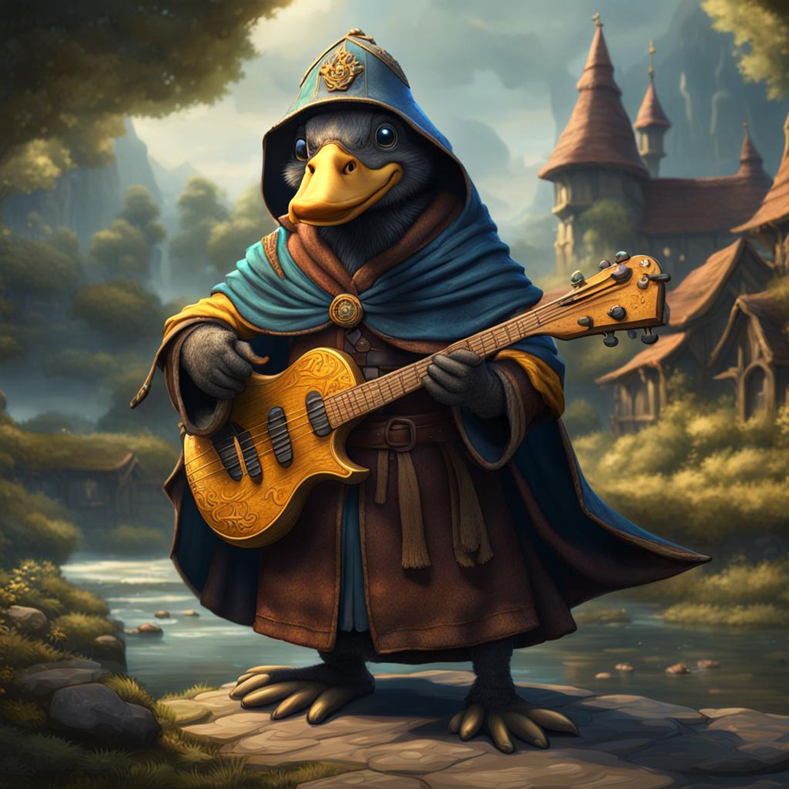 Cartoon of a duck billed platypus dressed as a medieval monk - AI ...