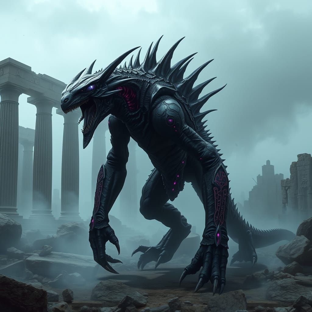 Surreal Dark Fantasy Predator Unveils Ancient Sith... - AI Art